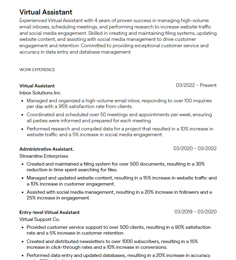 4 Virtual Assistant Resume Examples with Guidance 